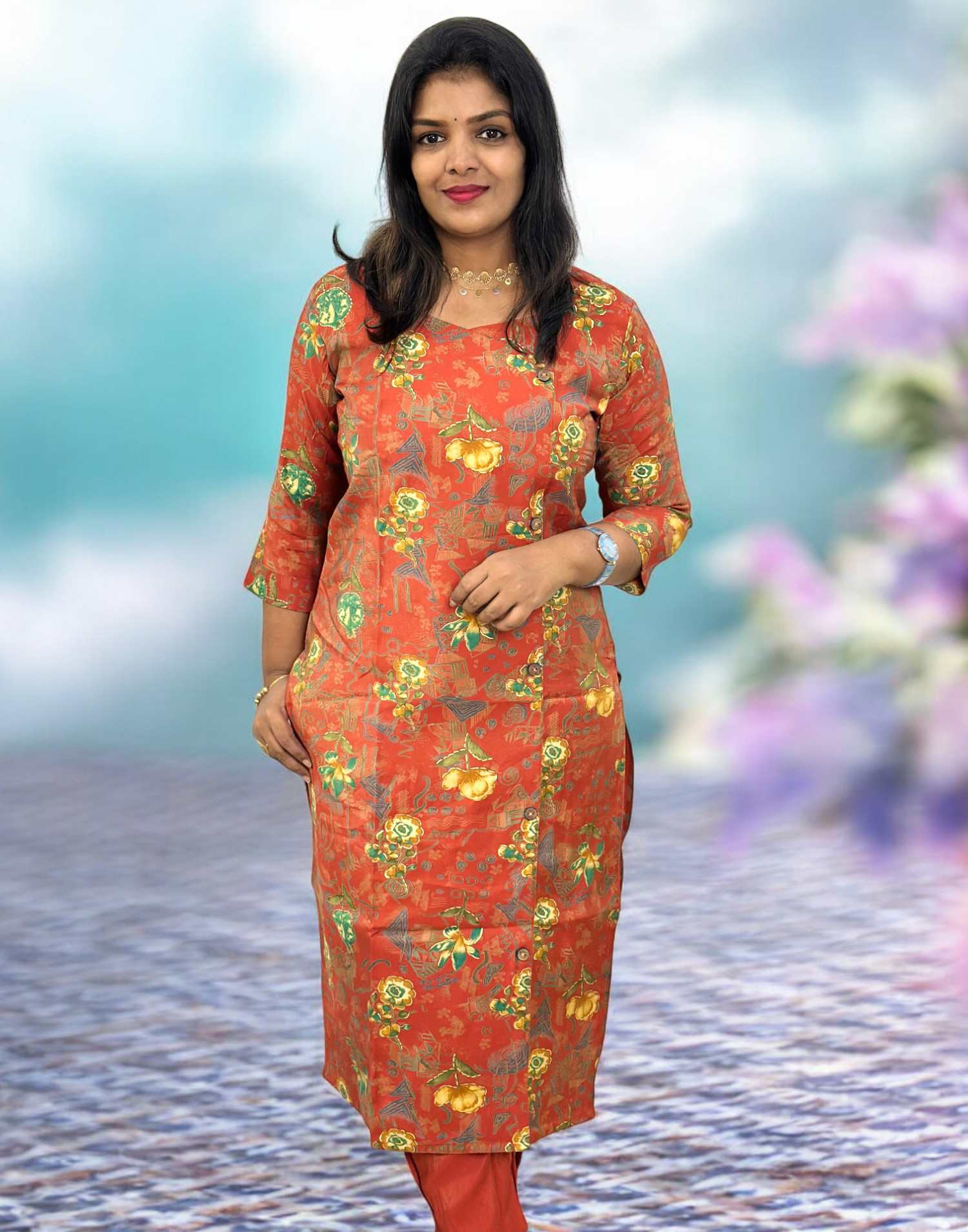 160325A (E5445) CO-ORD SET - Rust Orange – ELENTRA DESIGNS BY NIMI HEINS