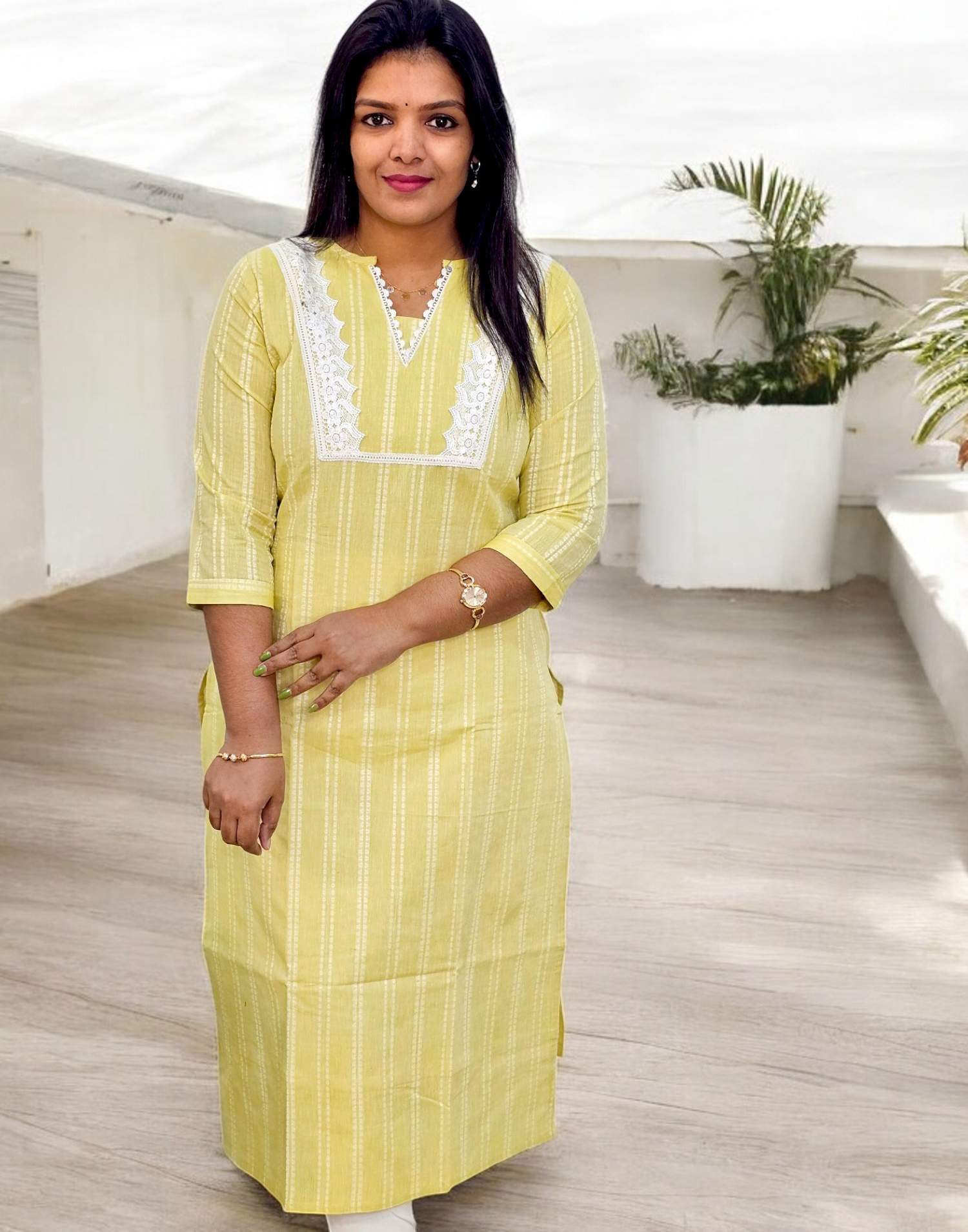 070225A (E5307) STRAIGHT CUT KURTI - Lemon Yellow – ELENTRA DESIGNS BY ...