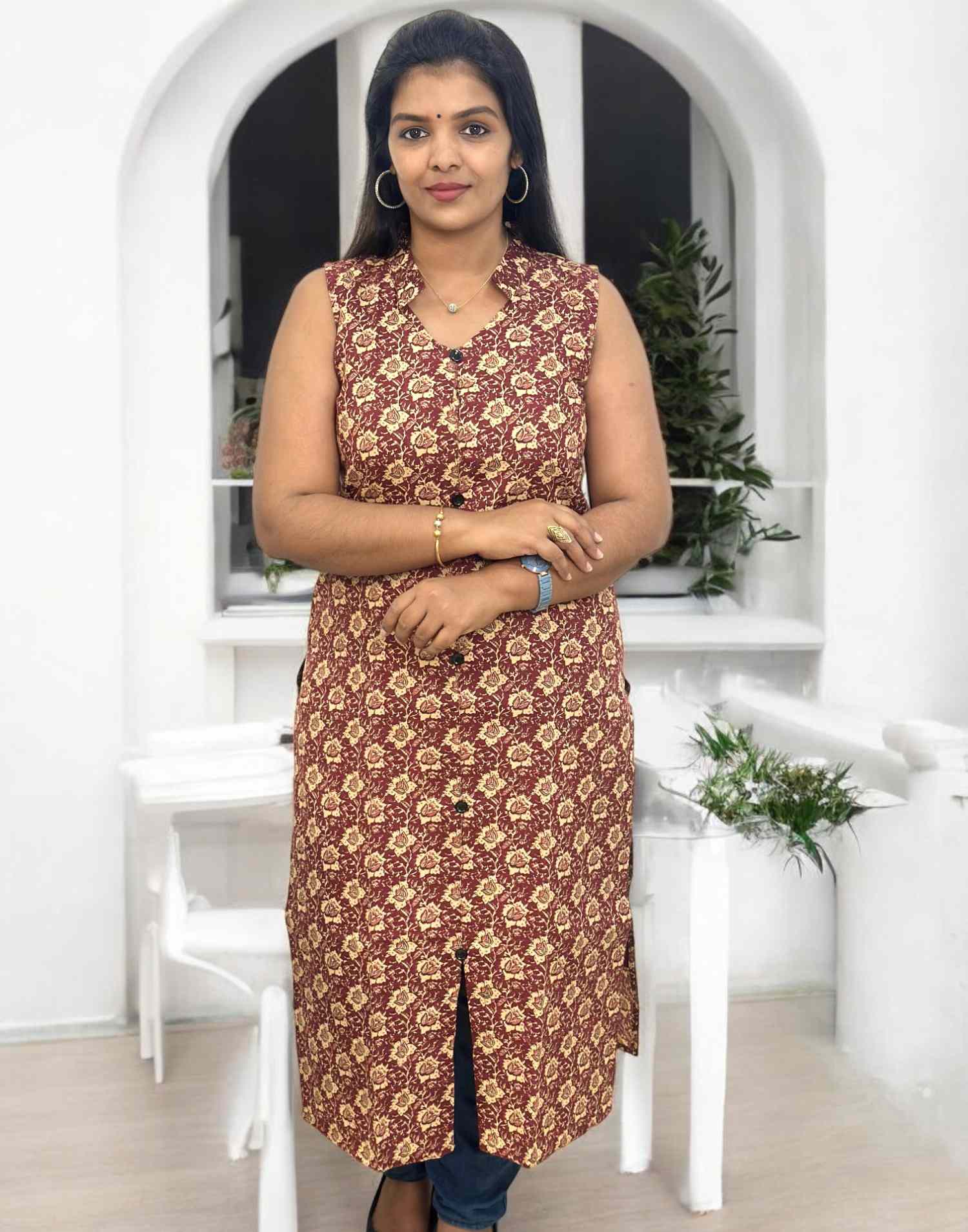 260325O (E5456) CASUAL SLITTED KURTI - Dusty Maroon – ELENTRA DESIGNS ...